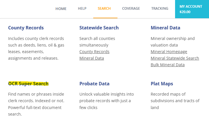 TexasFile | Features | OCR Super Search